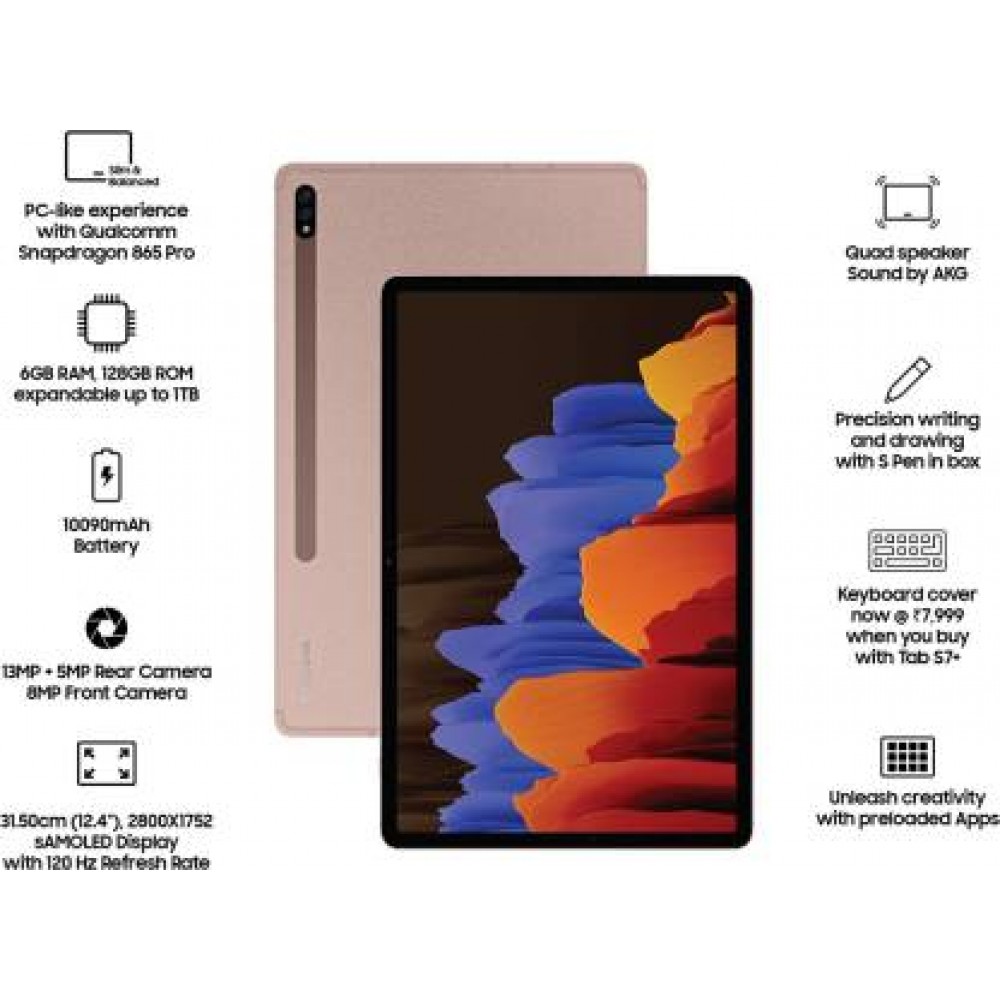 Samsung Galaxy Tab S7+ 12.4 inch, Super AMOLED 120 Hz Display
